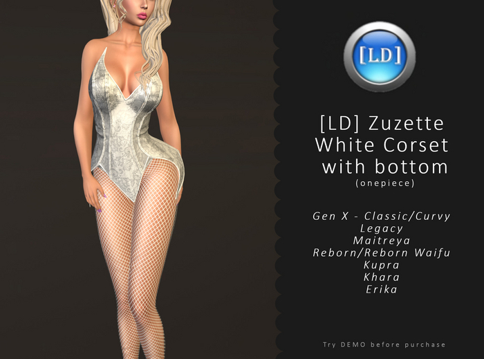 Second Life Marketplace - [LD] Zuzette White Corset with bottom
